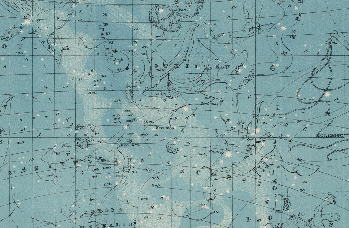 Vintage Star Chart Astronomy Wall Art Vintage Art Print | Etsy