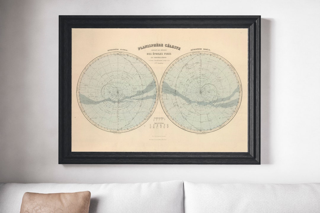 Vintage Star Chart, Astronomy Wall Art, Vintage Art Print, Star Map ...