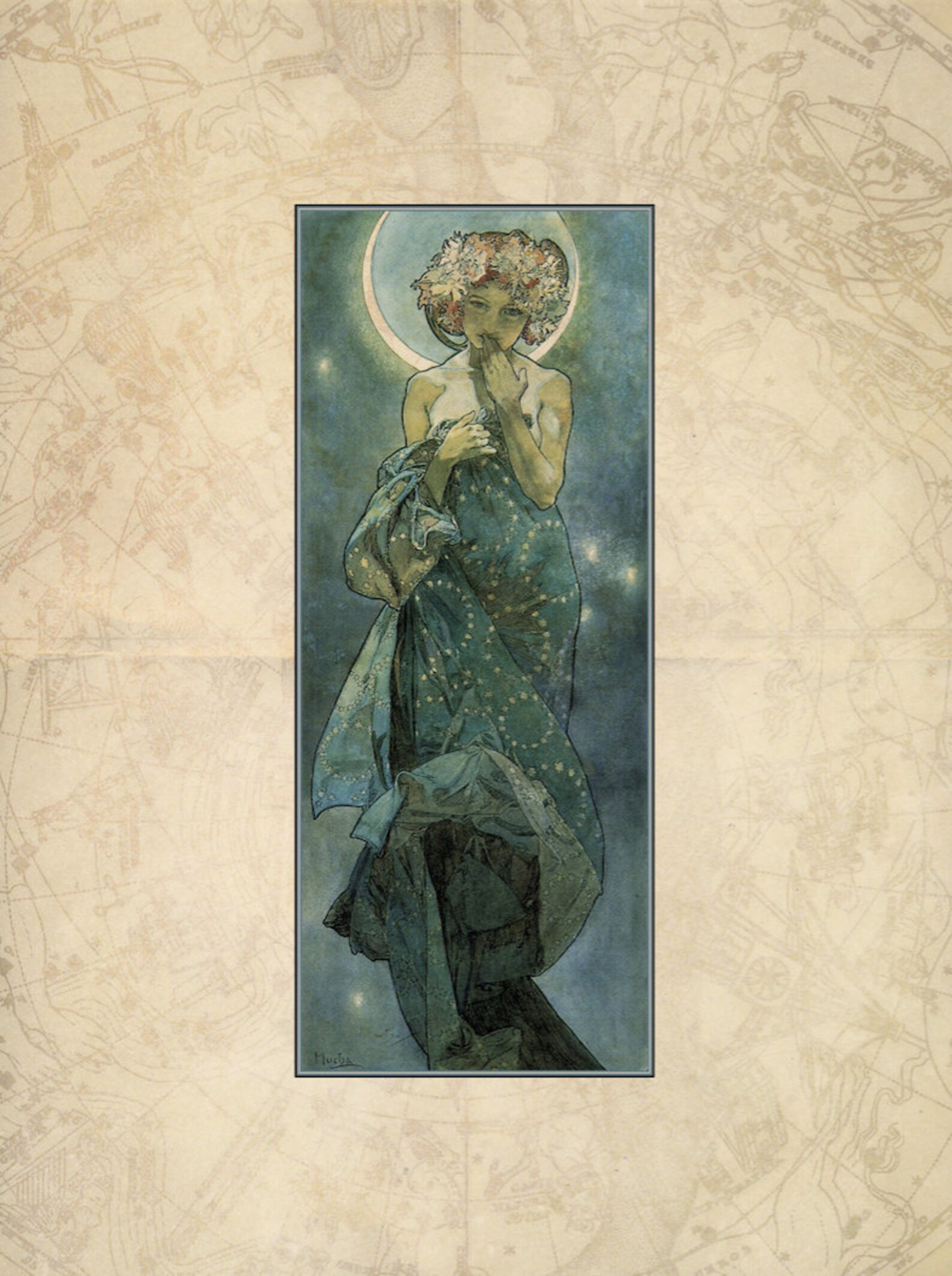 Vintage Poster - "lady of the Moon" - Vintage Celestial Decor ...