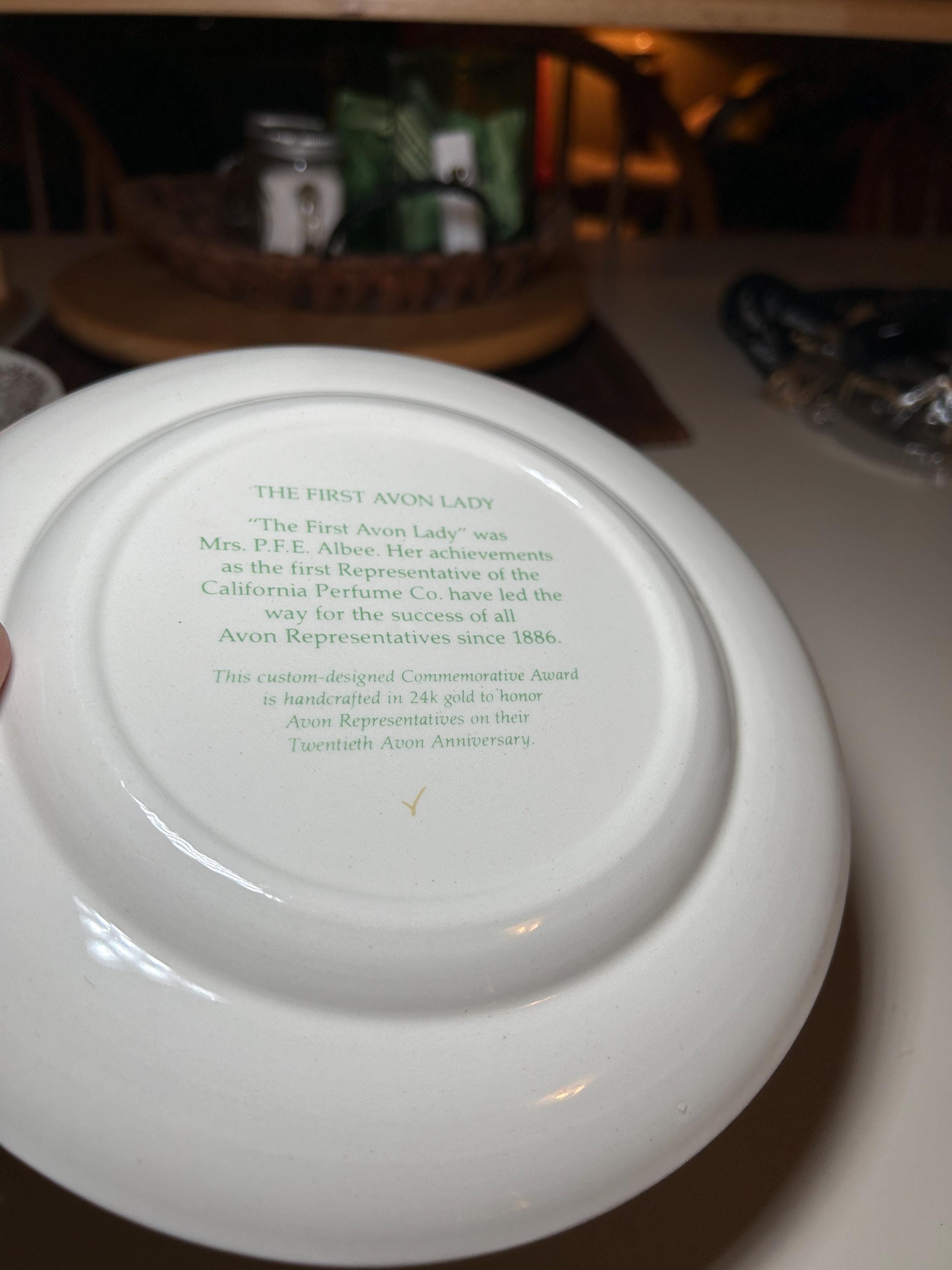 Avon 20th Anniversary Collectible Plate “the First Avon Lady” 24kt Gold ...