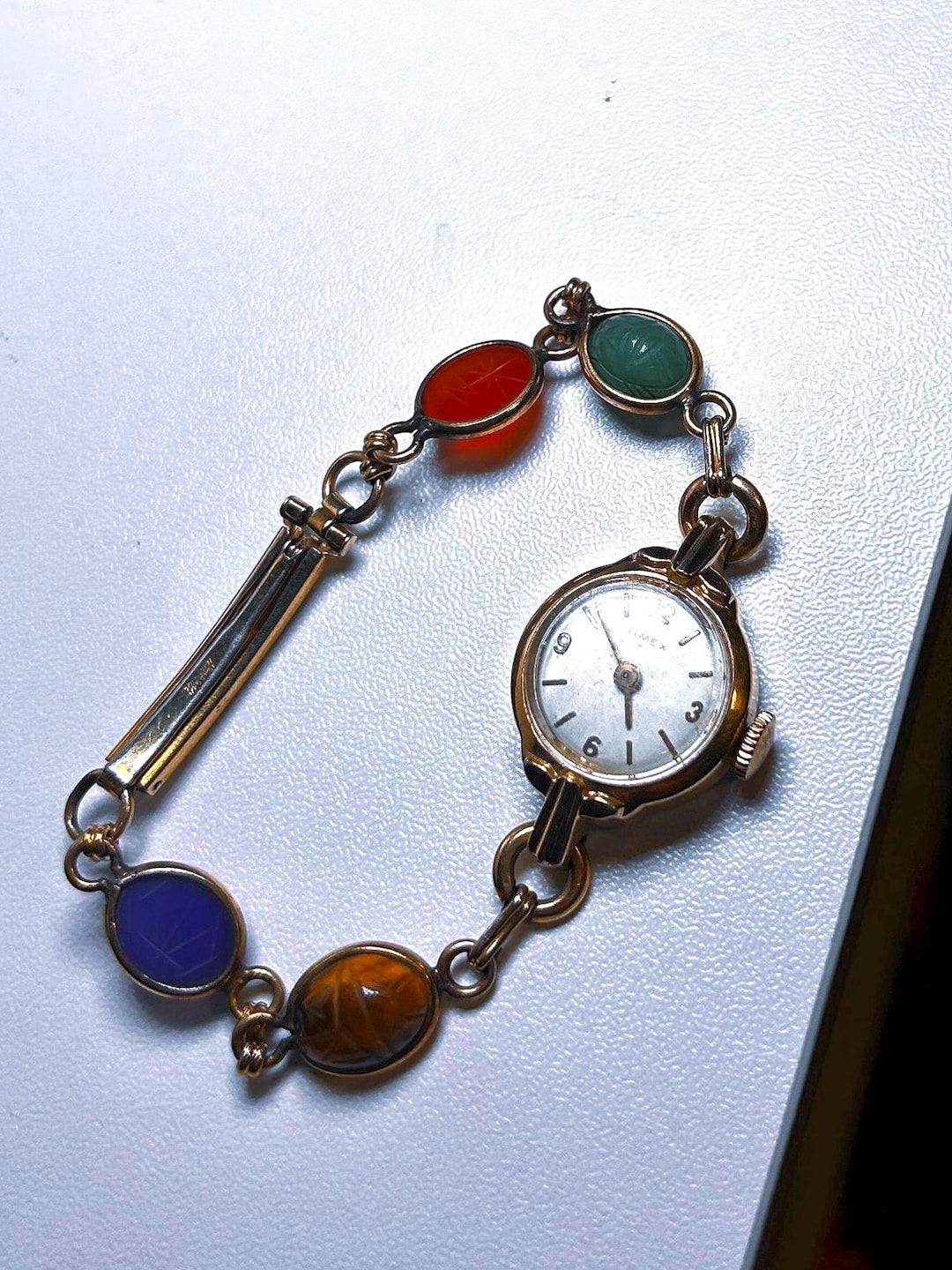RARE Van Dell 12k GF Timex Scarab Stones Vintage Wrist Watch, Hand ...