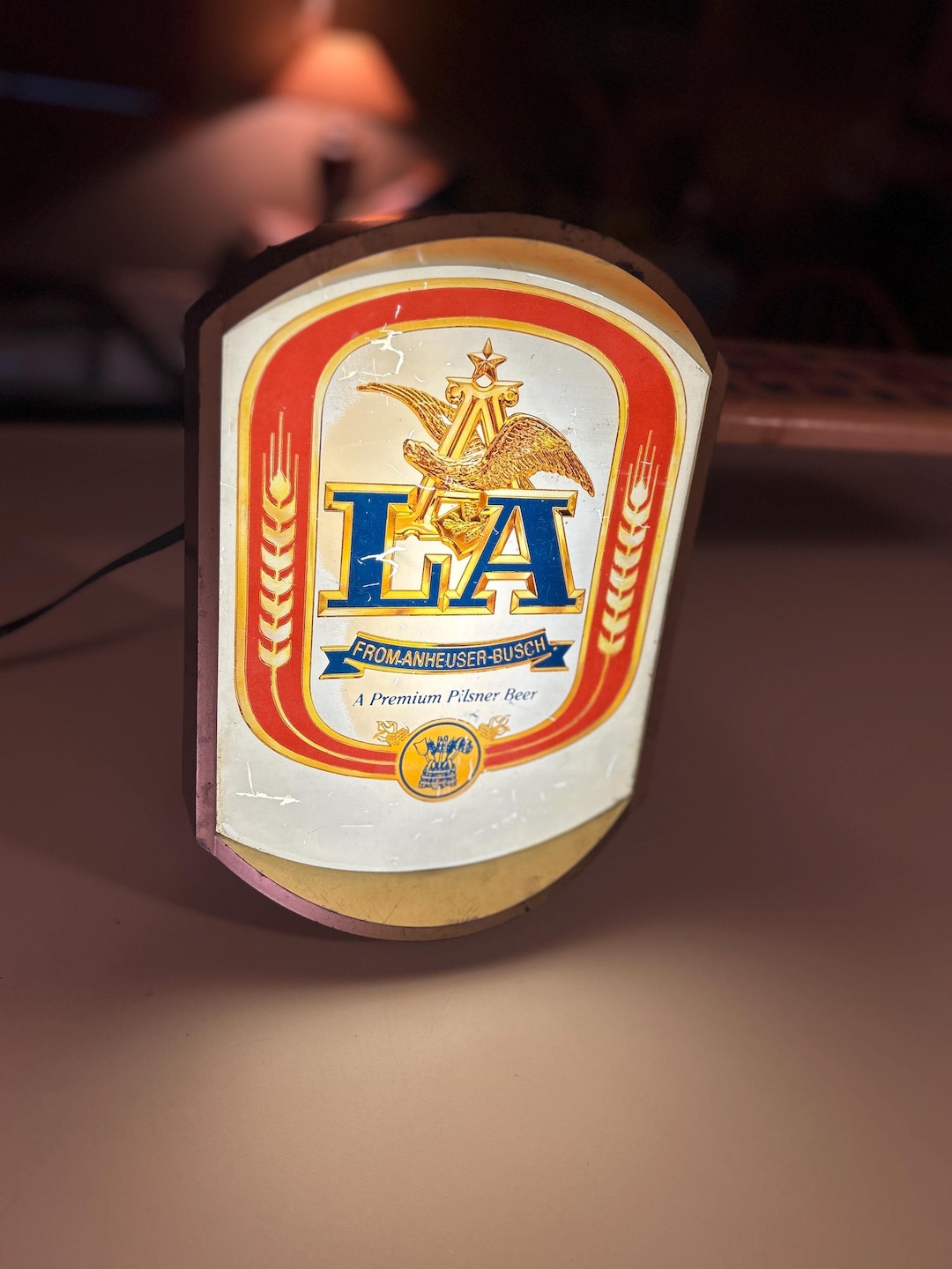 1984 LA Beer Anheuser Busch Lighted Sign, Vintage Man Cave Decor, 80s ...