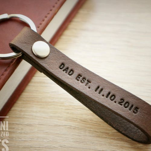 Personalized Dad Keychain New Dad Gift Dad Est Keychain | Etsy