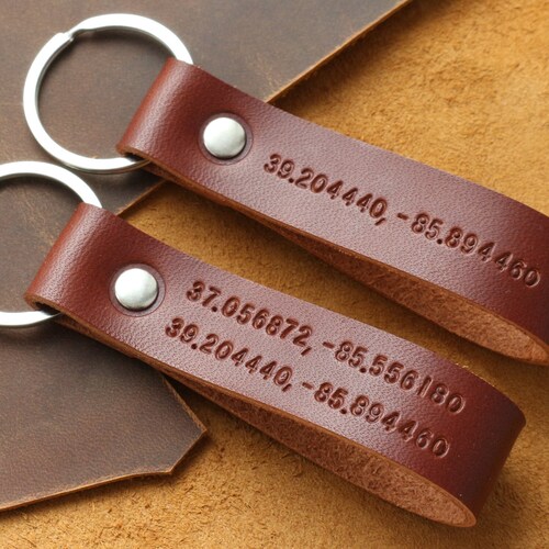 Custom Leather Keychain Personalized Leather Key Ring - Etsy