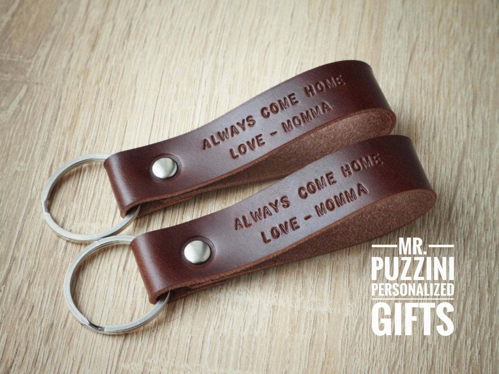 Custom Leather Keychain Personalized, Hand Stamped Initial Keychain ...