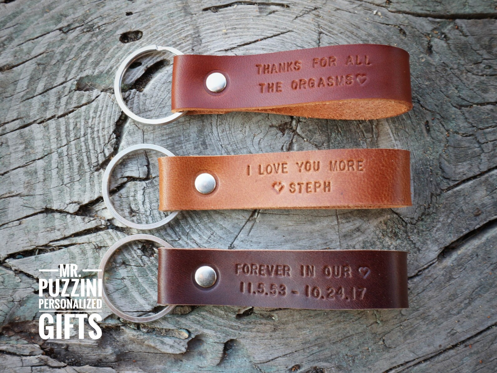 Custom Leather Keychain Personalized, Hand Stamped Initial Keychain ...