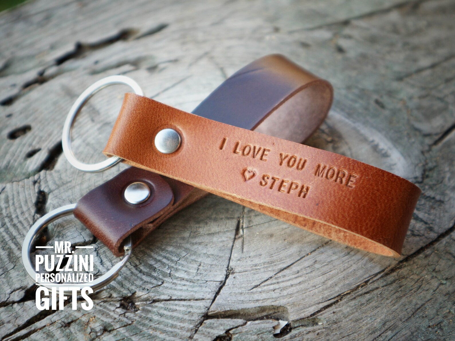 Custom Leather Keychain Personalized, Hand Stamped Initial Keychain ...