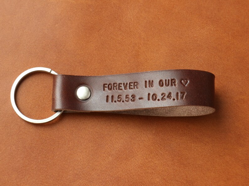 Personalized Leather Keychain Hand Stamped Initial Key Fob Leather ...