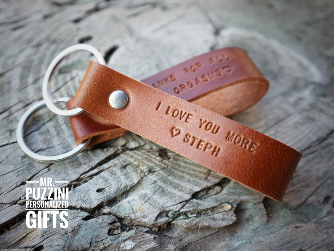 Personalized Couple Leather Key Fob Leather Keychain Gift for Him ...