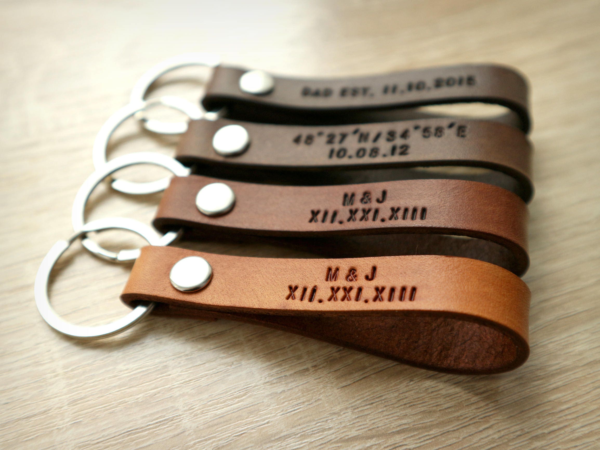 Personalized Leather Keychain Custom Leather Keychain | Etsy