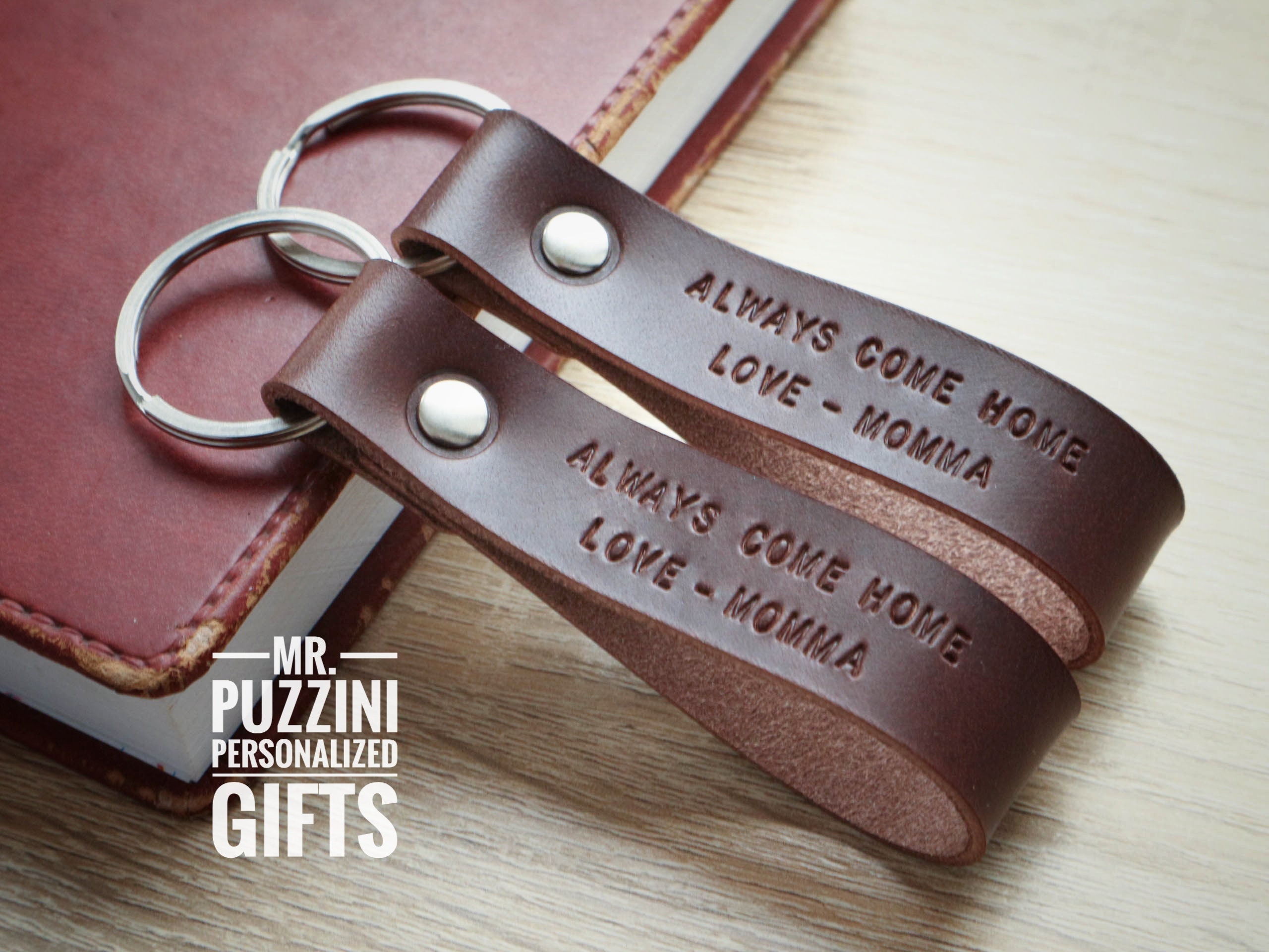 Set of 2 Personalized Leather Keychain - Custom Couple Leather Keychain ...
