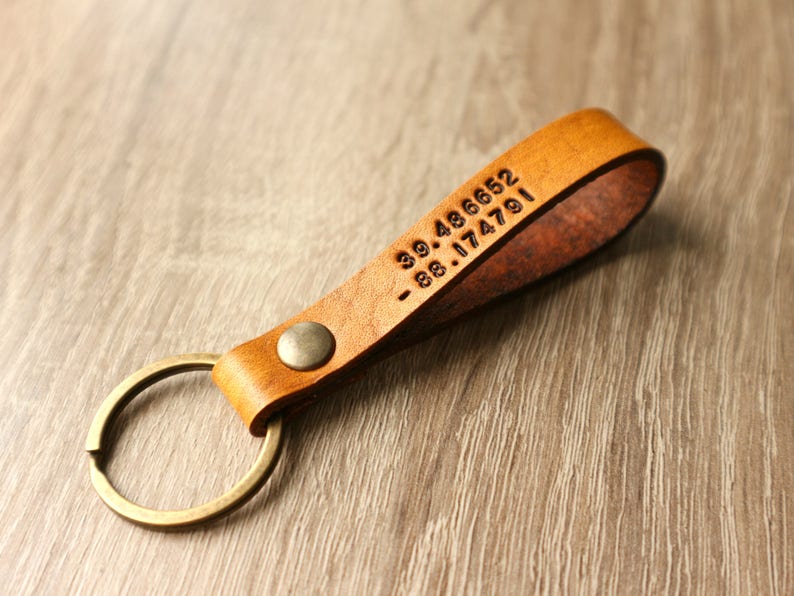 Custom Leather Keychain Personalized Leather Key Ring | Etsy
