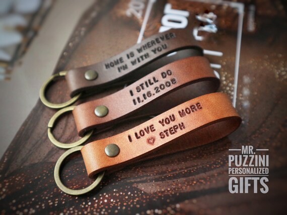 Custom Leather Keychain Personalized Hand Stamped Initial | Etsy