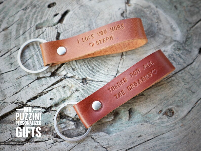 Custom Leather Keychain Personalized, Hand Stamped Initial Keychain ...