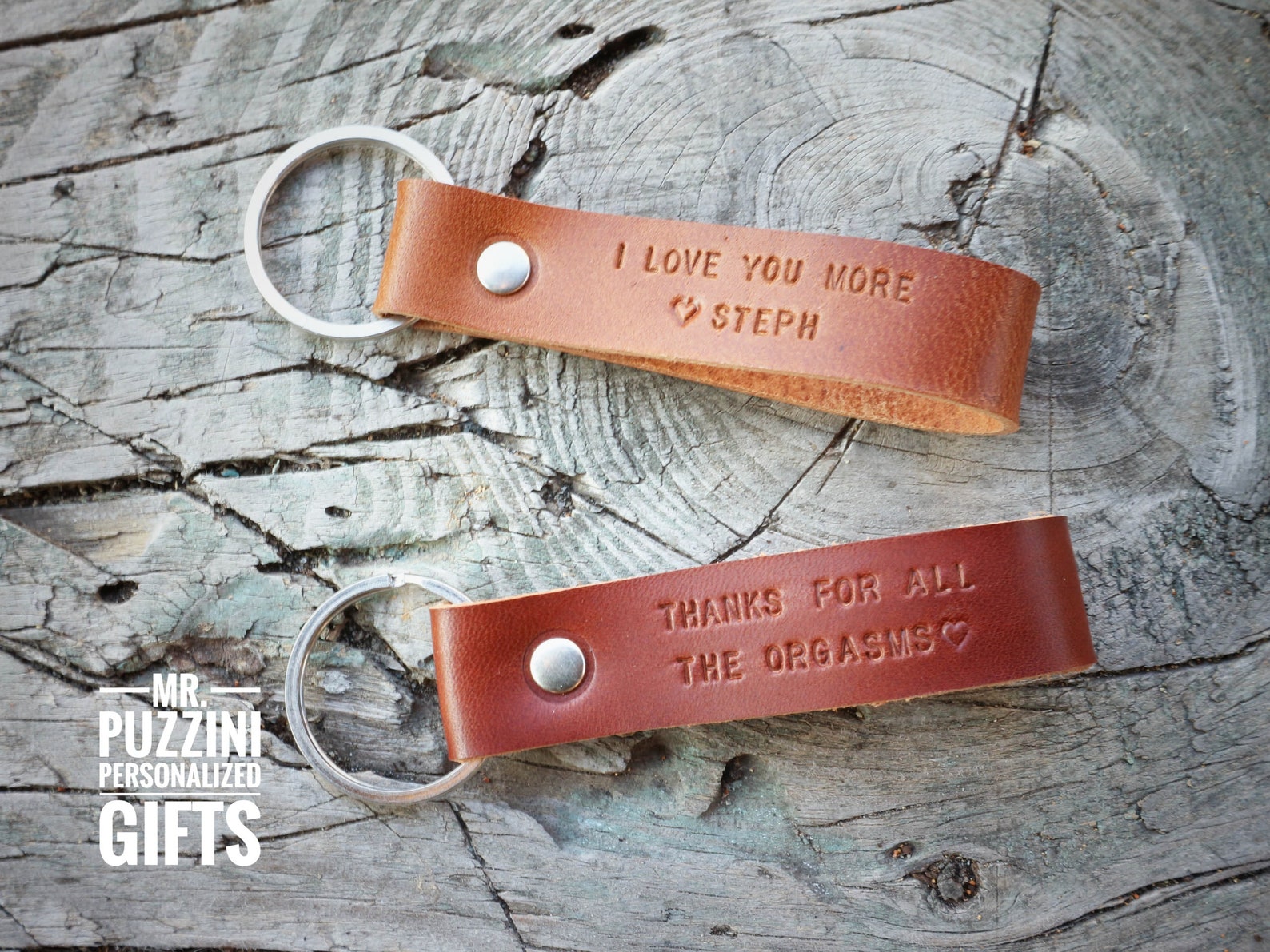 Custom Leather Keychain Personalized, Hand Stamped Initial Keychain ...