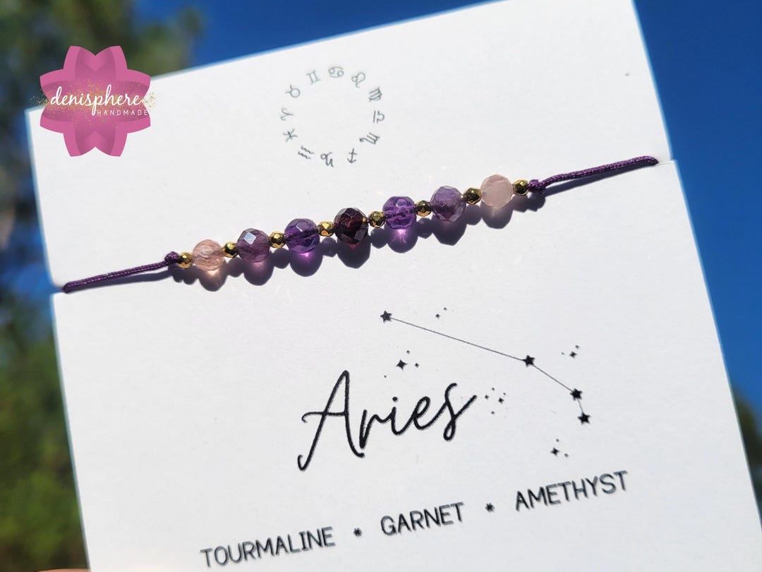 ARIES - ZODIAC Sign Collection, Amethyst, Garnet, Pink Tourmaline ...