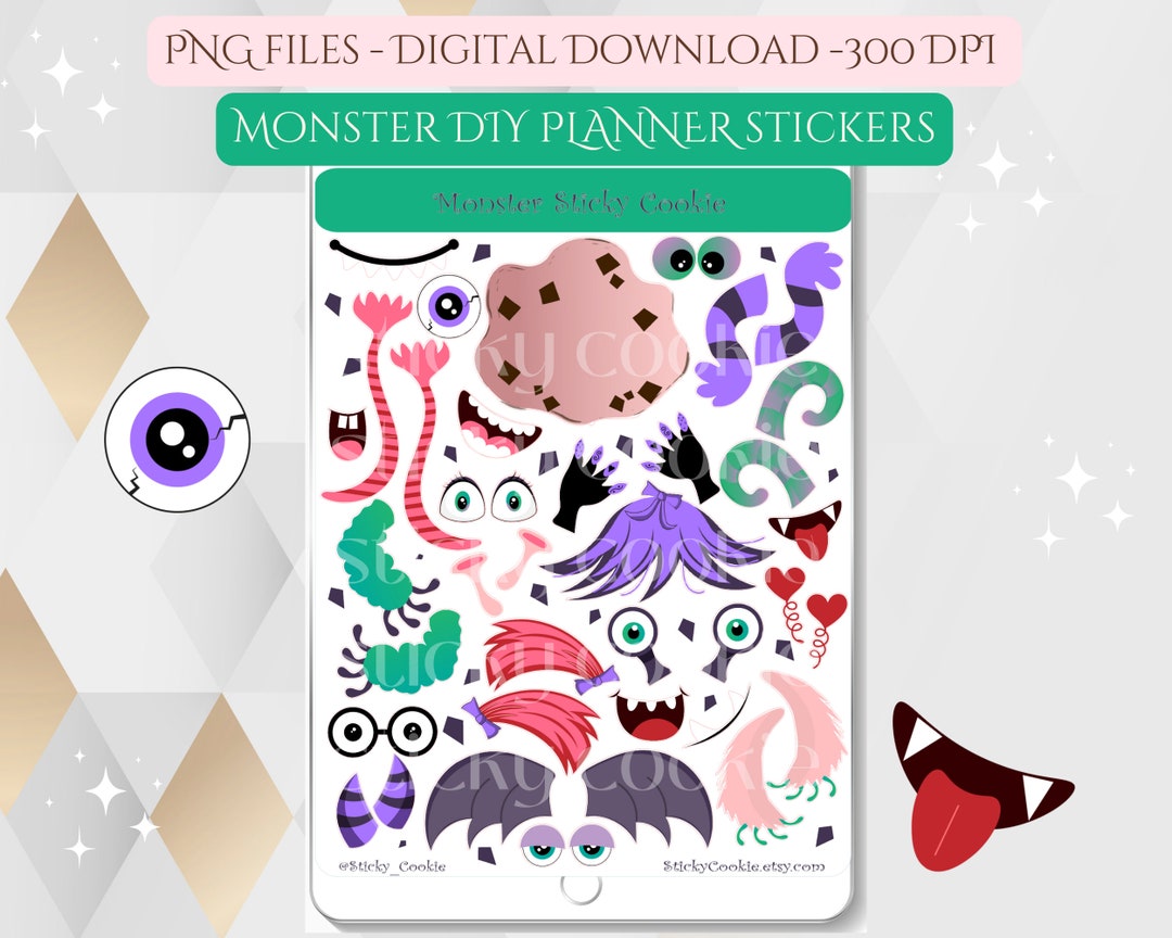DIY Monster Stickers: Printable Halloween Clipart (digital Download) - Etsy