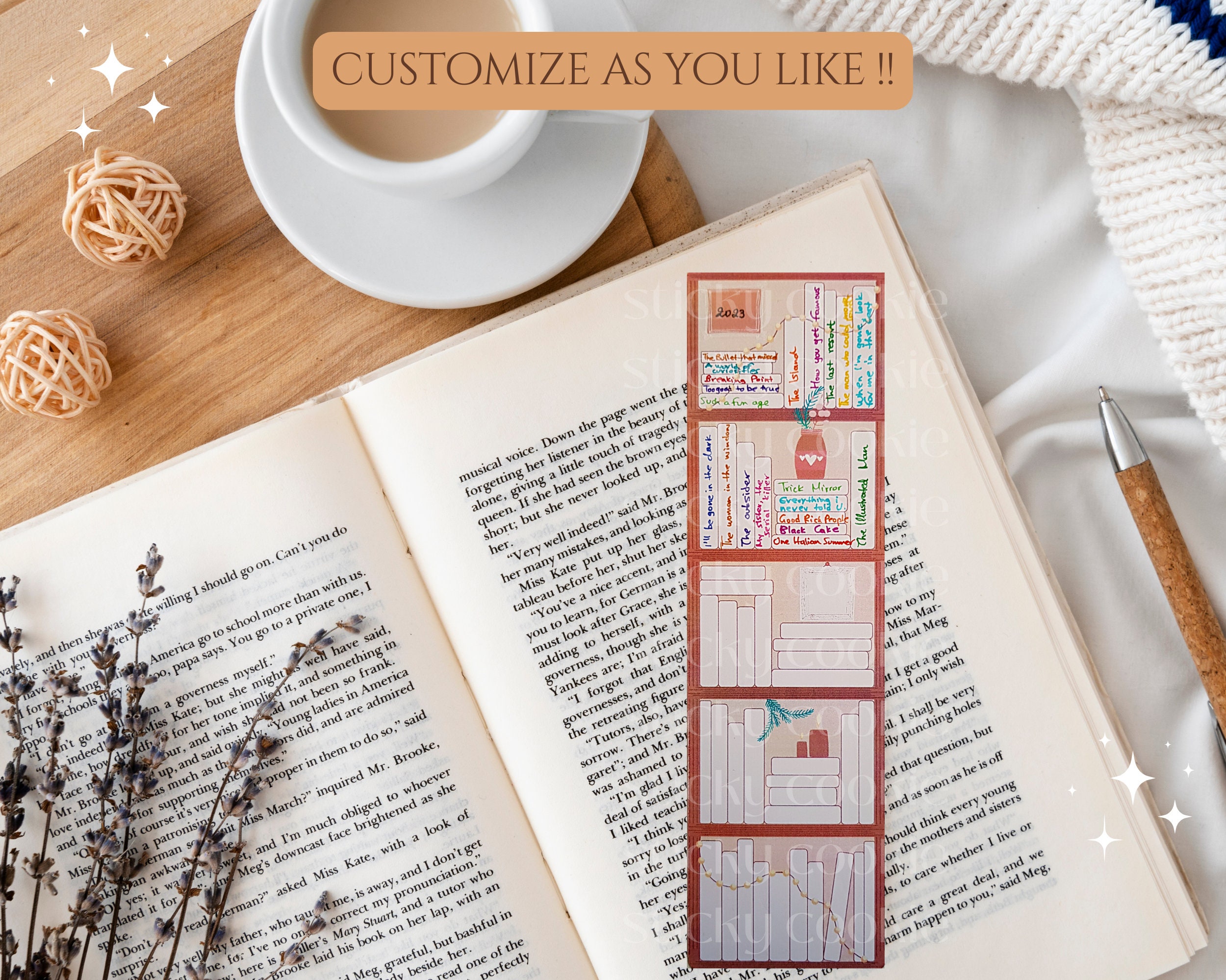 Digital Bookshelf Tracker Bookmark, Bookmark Reading Tracker, Printable ...