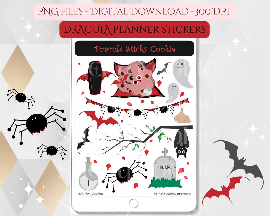 Digital Dracula Stickers, Printable Halloween Planner PNG (download) - Etsy