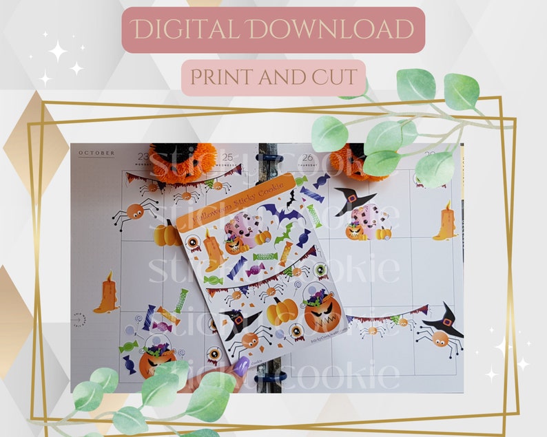 Digital Halloween Stickers, Downloadable Printable PNG Stickers ...