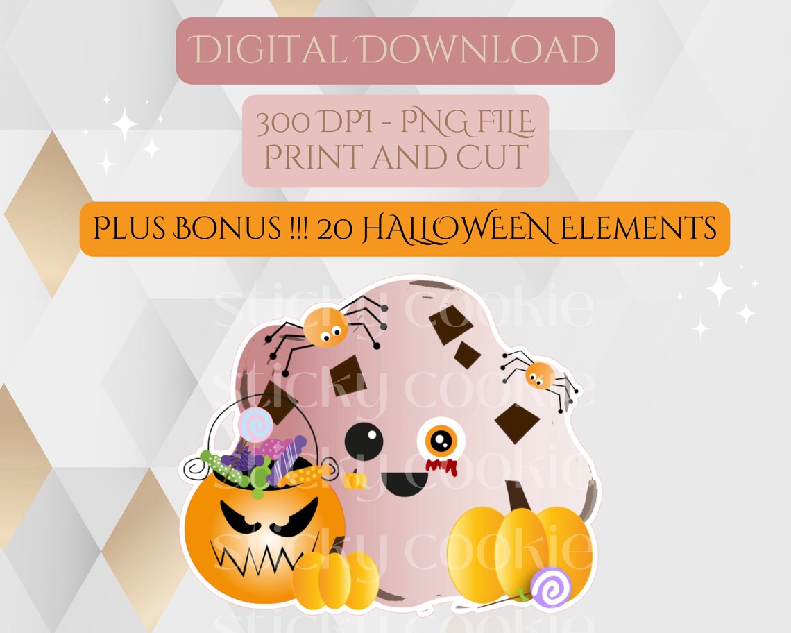 Digital Halloween Stickers, Downloadable Printable PNG Stickers ...