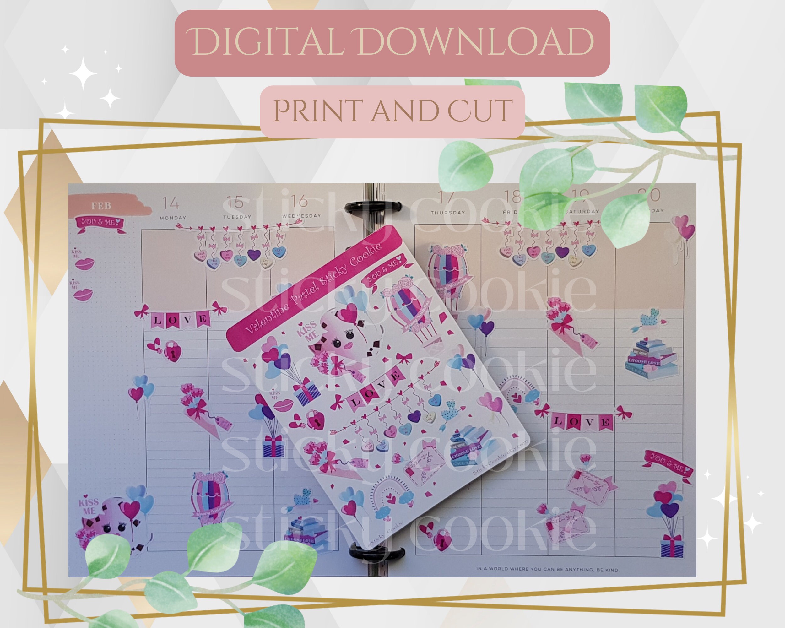 Digital Valentine Pastel Balloon Stickers, Downloadable Printable ...