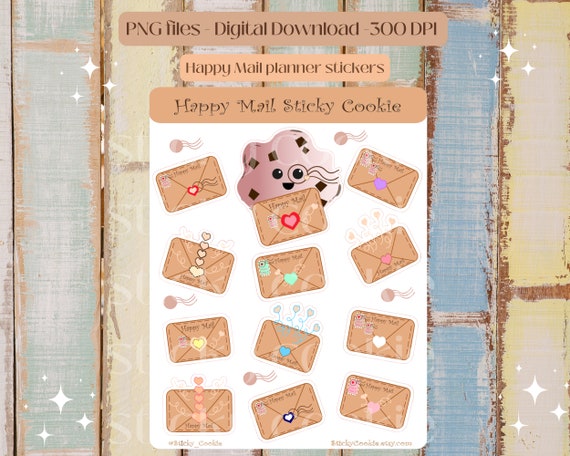 Happy Mail Printable Envelopes PNG Stickers Digital Download - Etsy