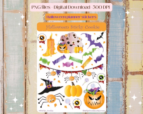 Digital Halloween Stickers Downloadable Printable PNG - Etsy