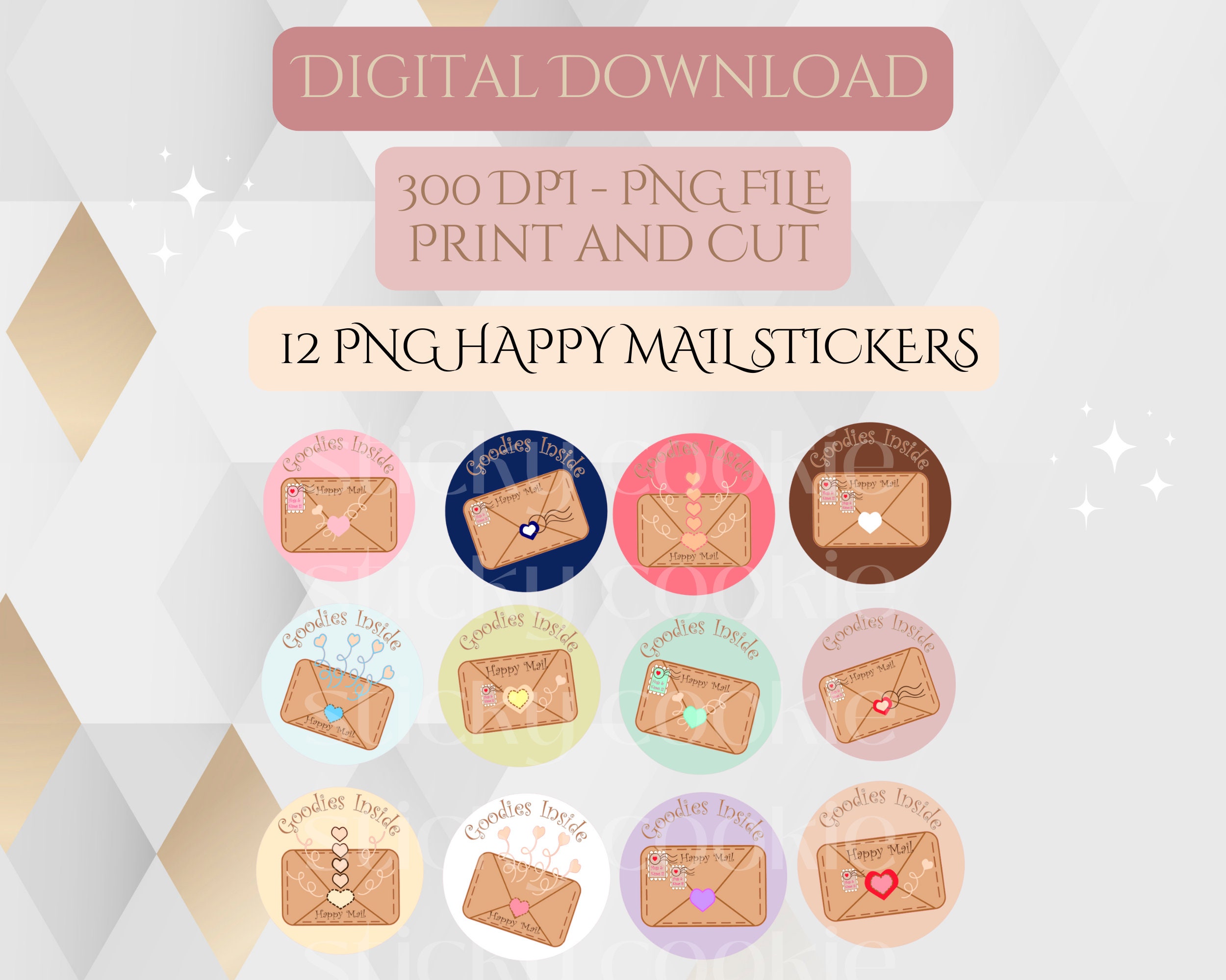 Digital Happy Mail Stickers, PNG Sticker Download - Happy Mail - Small ...