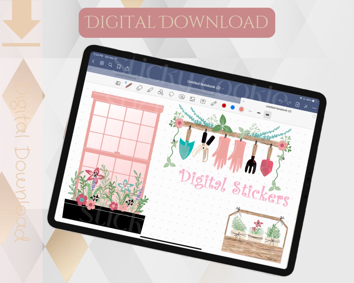 Digital Garden Stickers, Downloadable Printable Spring Gardening PNG ...