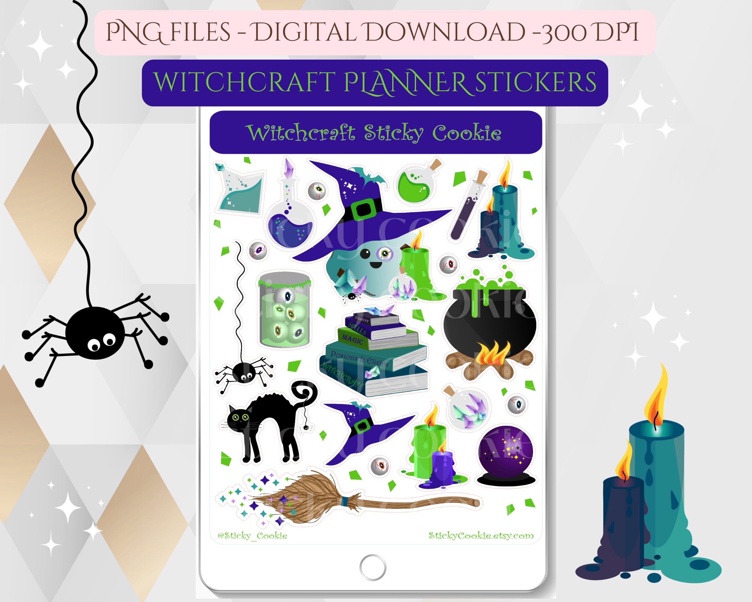 Digital Witchcraft Stickers, Downloadable Printable PNG Stickers ...