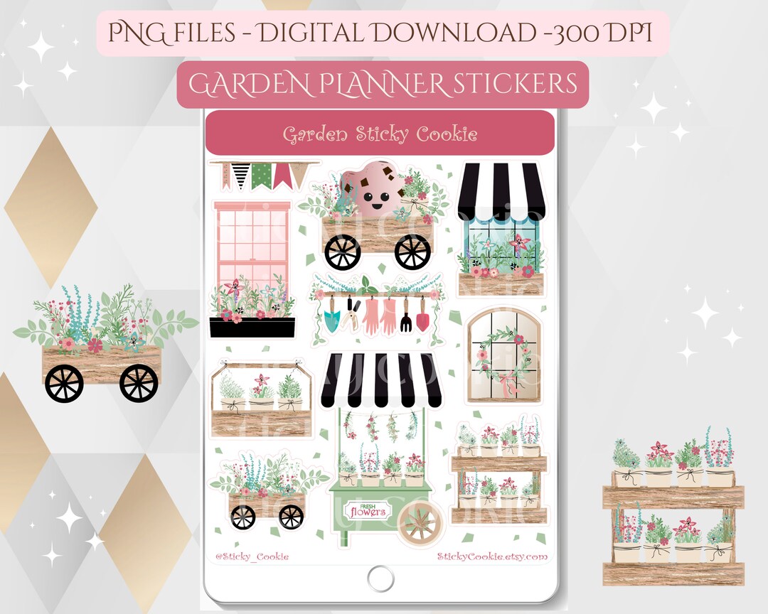 Digital Garden Stickers, Downloadable Printable Spring Gardening PNG ...