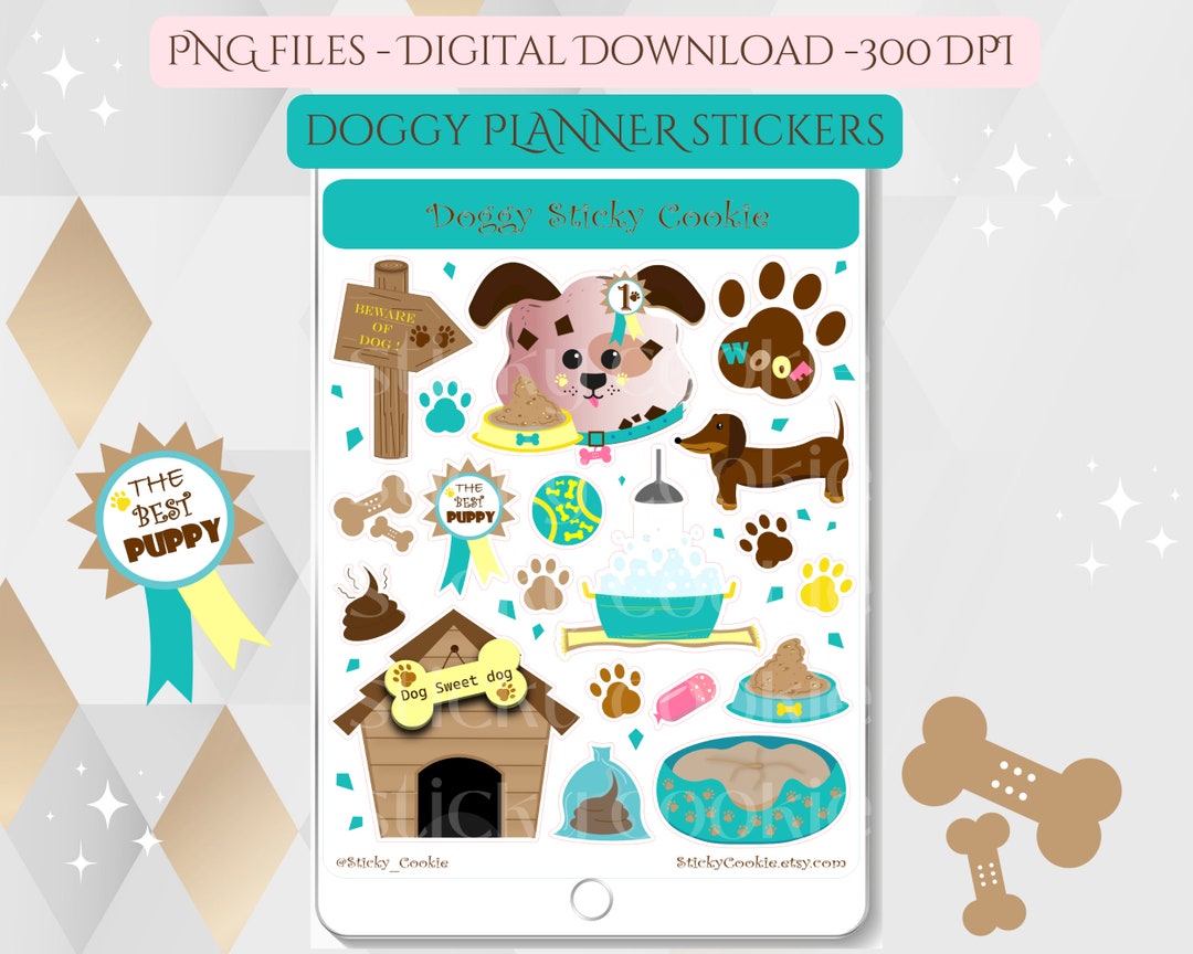 Digital Doggy Stickers, Downloadable Printable Pet PNG Stickers ...