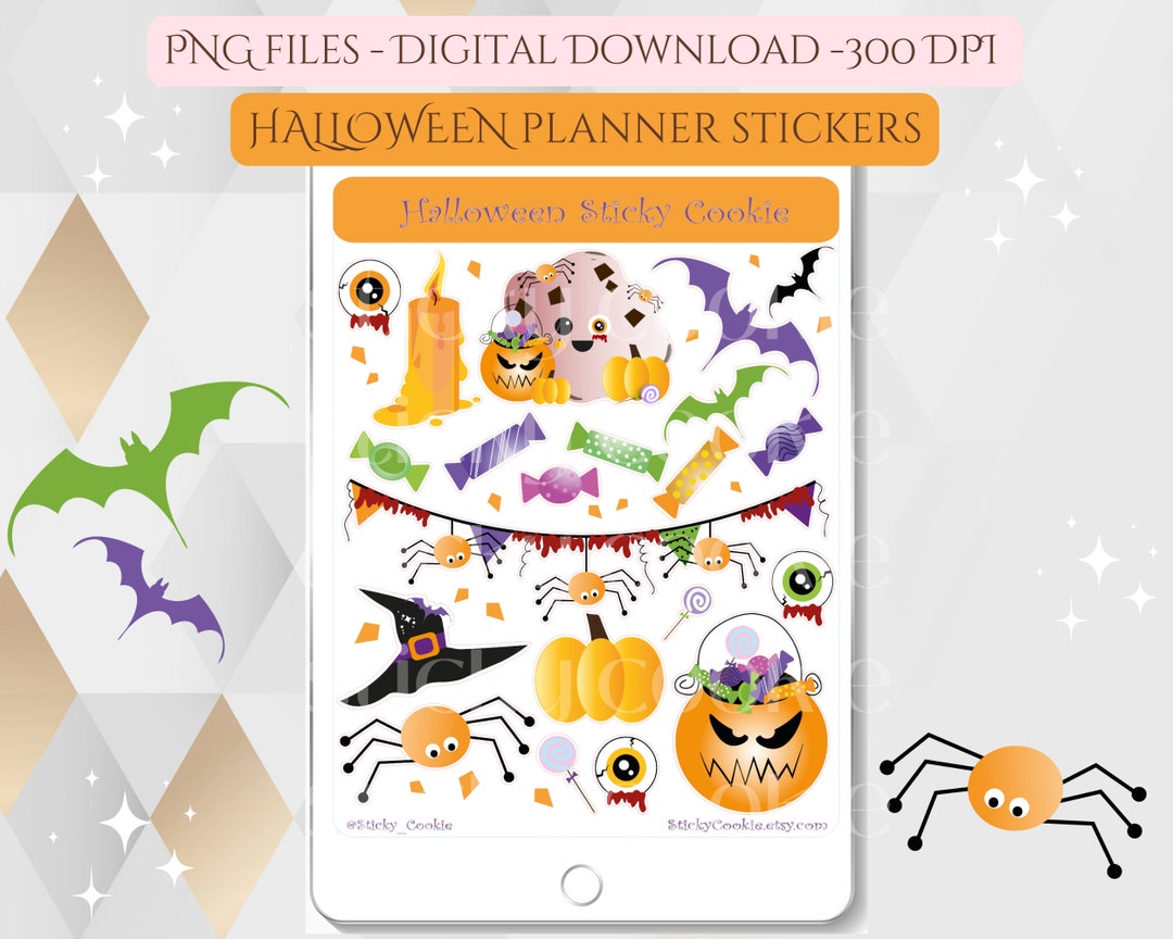 Digital Halloween Stickers, Downloadable Printable PNG Stickers ...