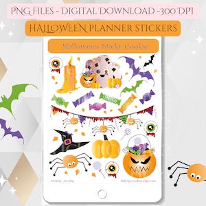 Digital Halloween Stickers, Downloadable Printable PNG Stickers ...