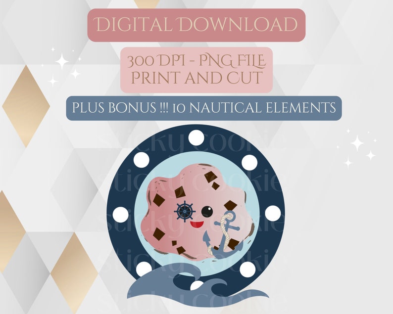 Digital Nautical Stickers, Downloadable Printable Sailor PNG Planner ...