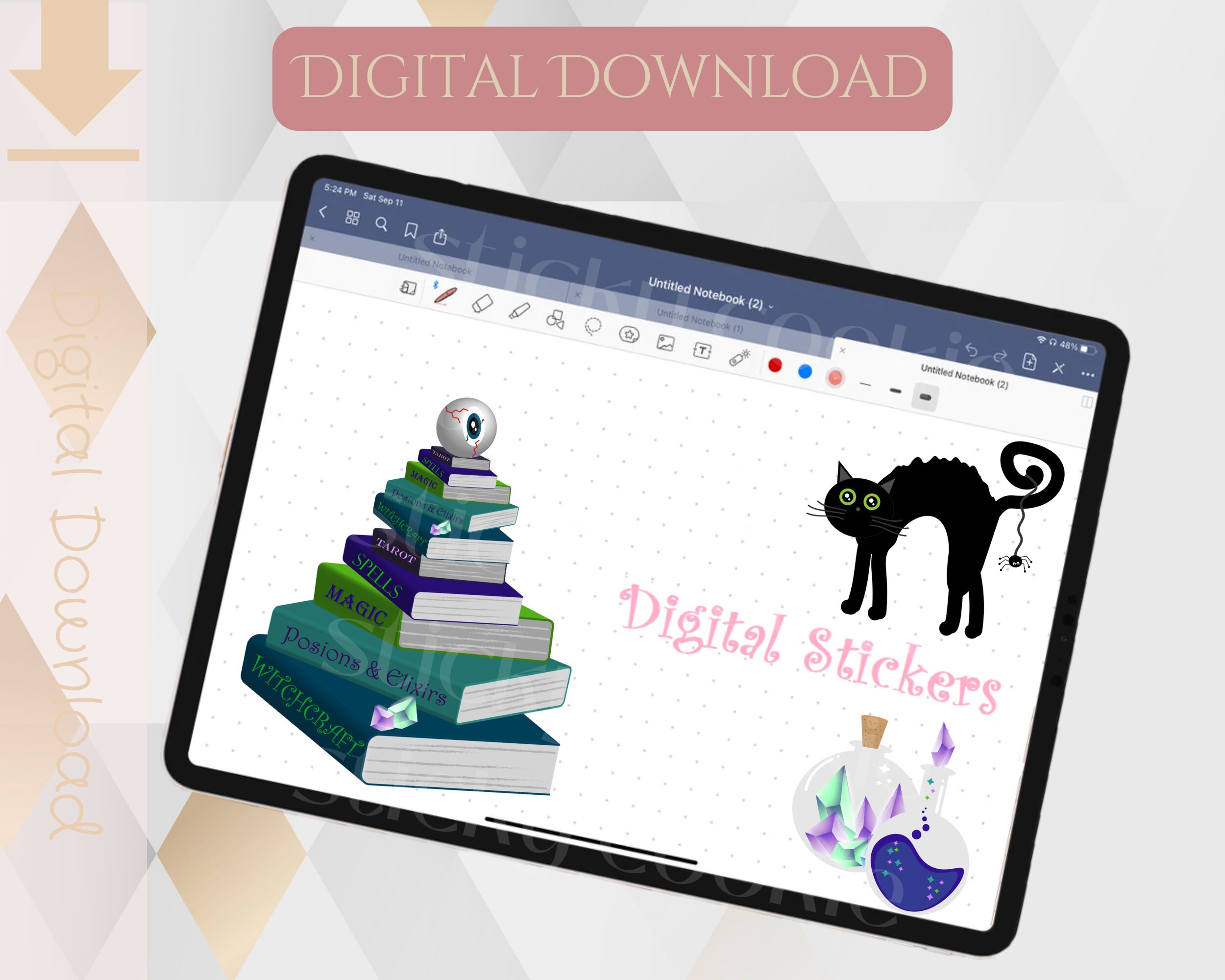 Digital Witchcraft Stickers, Downloadable Printable PNG Stickers ...