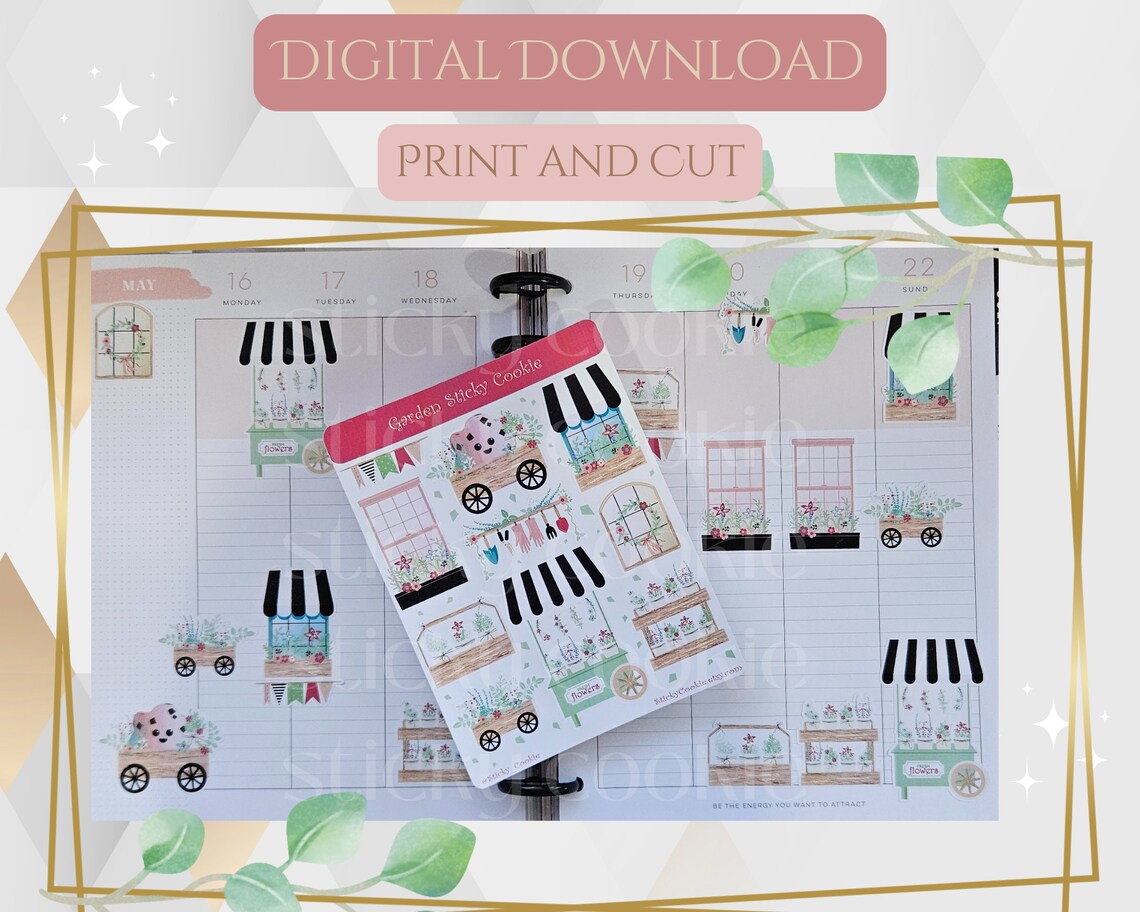 Digital Garden Stickers, Downloadable Printable Spring Gardening PNG ...