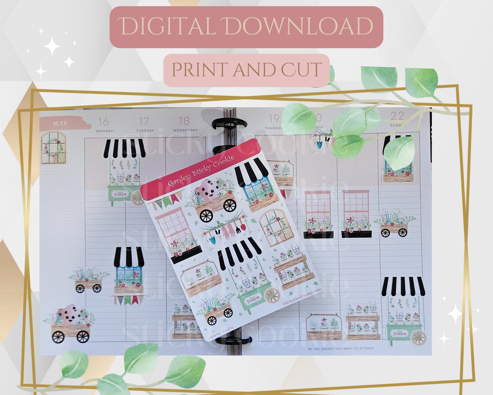 Digital Garden Stickers, Downloadable Printable Spring Gardening PNG ...