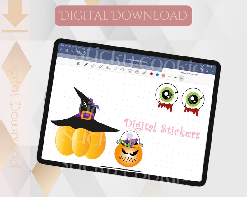 Digital Halloween Stickers, Downloadable Printable PNG Stickers ...