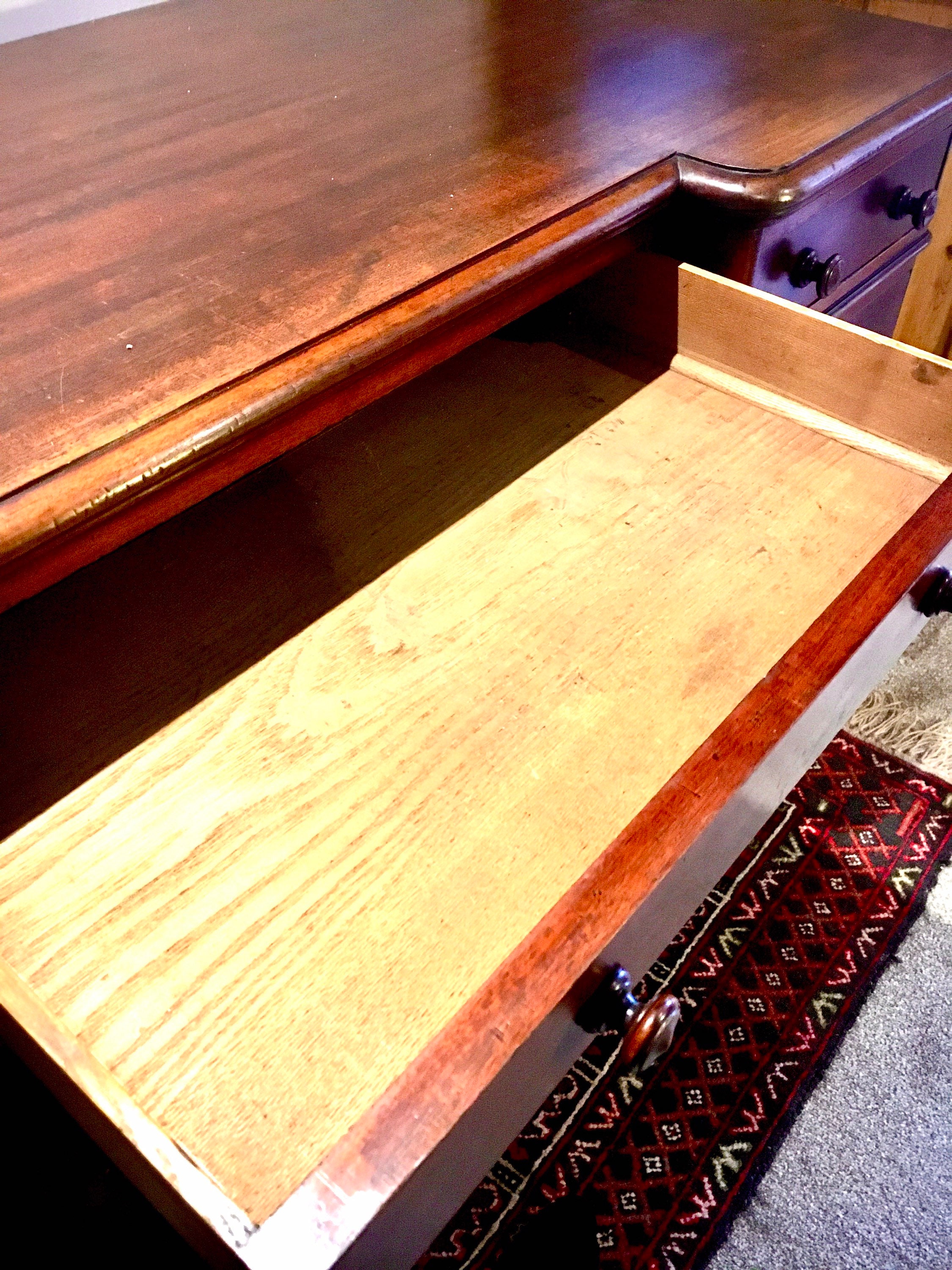 Mid Victorian Inverted Breakfront Mahogany Twin Pedestal Desk - Etsy UK