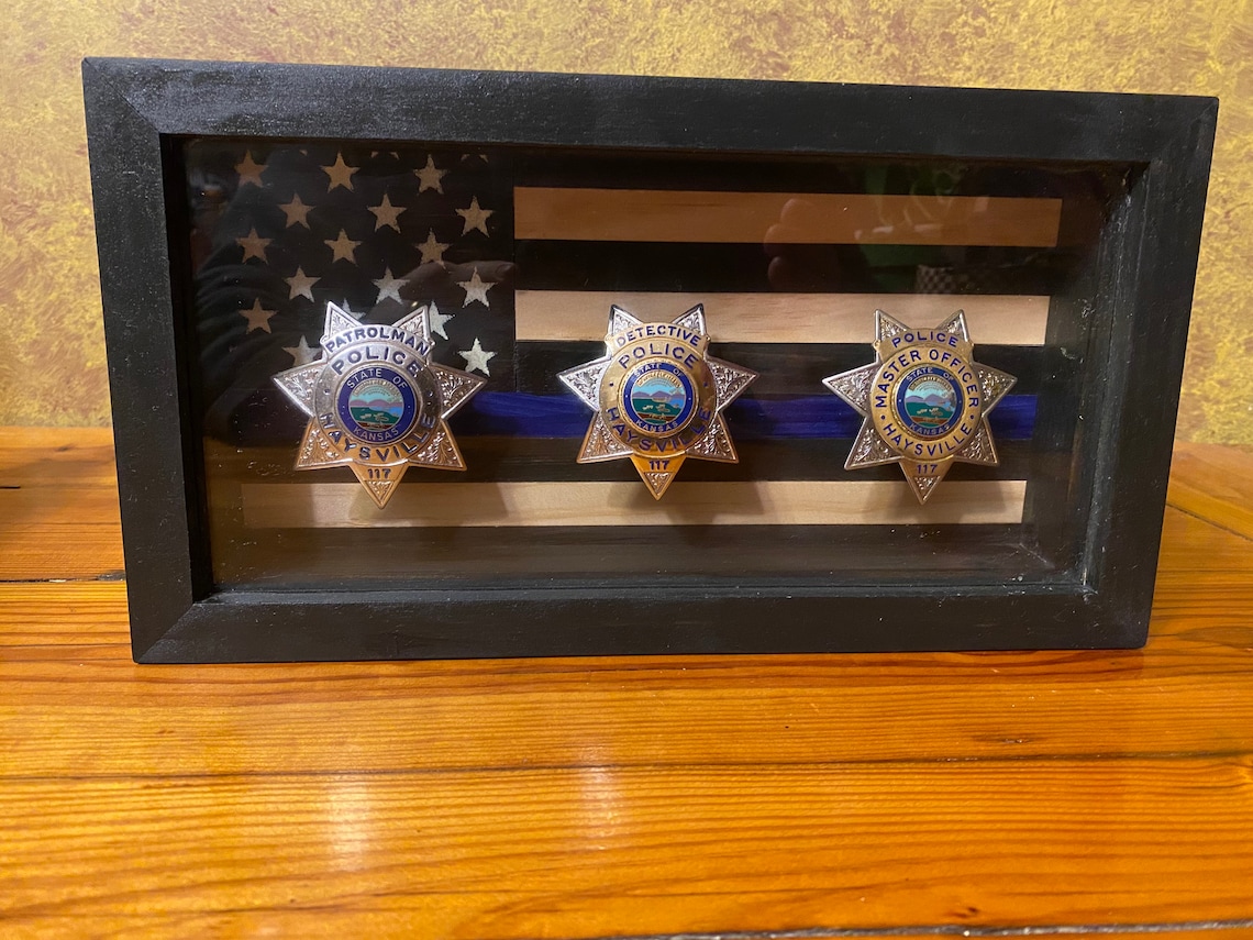 Thin Blue Line 4 Badge Display Shadow Box | Etsy