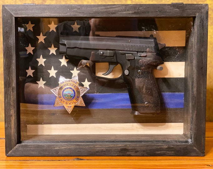 Thin Blue Line Shadow Box Display - Etsy