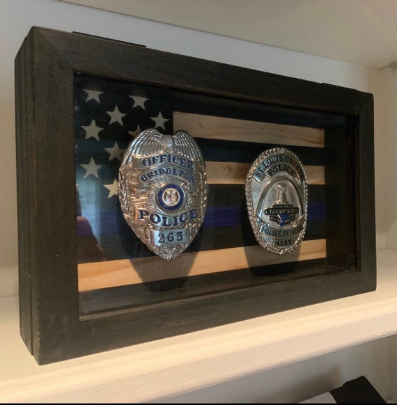 Thin Blue Line Two Badge Display - Etsy