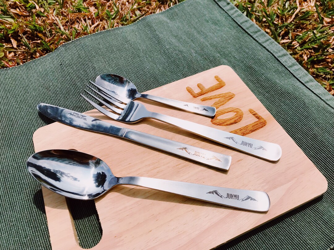 Personalised Dining Cutlery Set With Name and Icon Engraving - Etsy