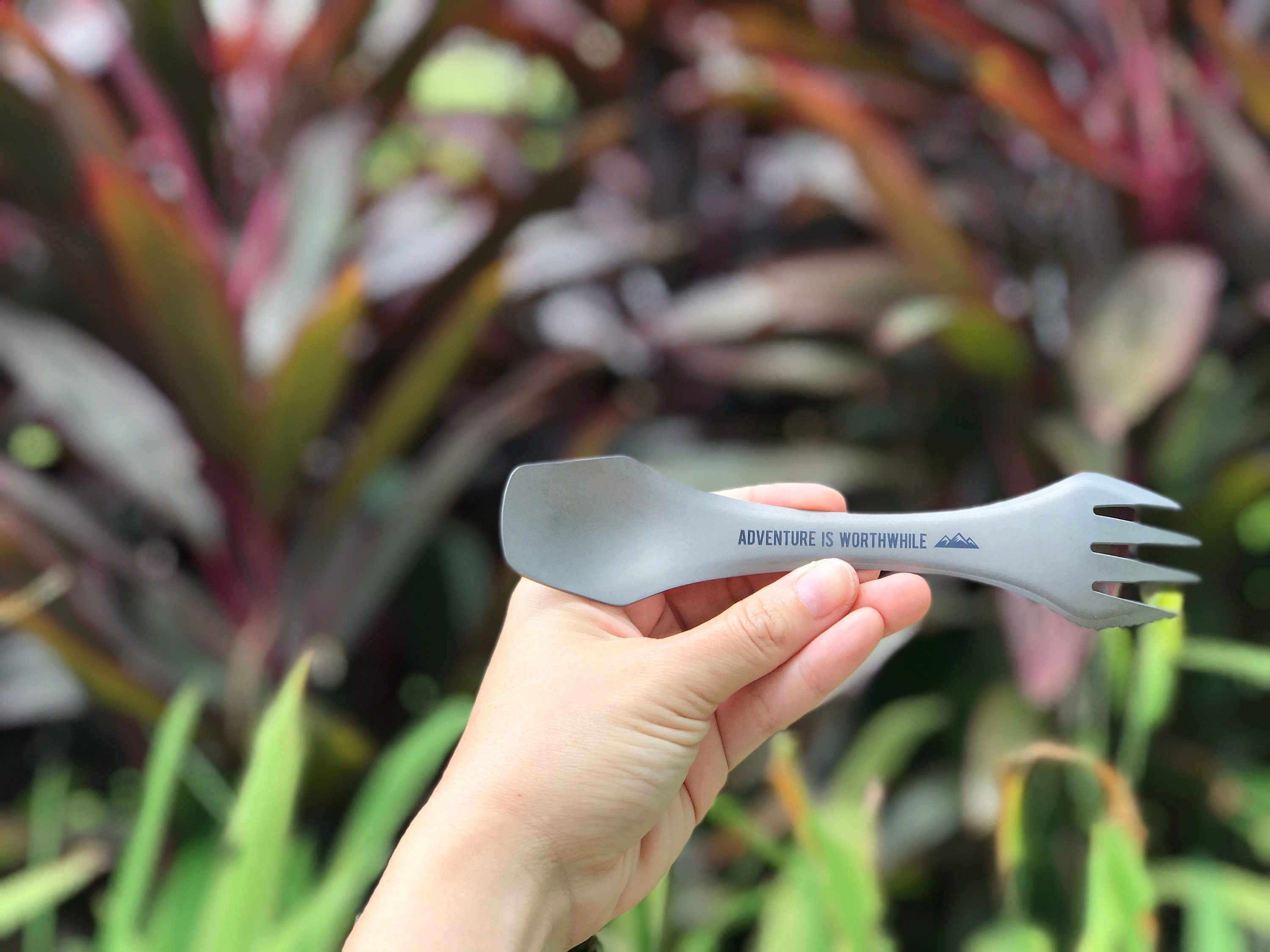 Personalised 3-in-1 Outdoor Titanium Spork With Custom Quote and Name ...