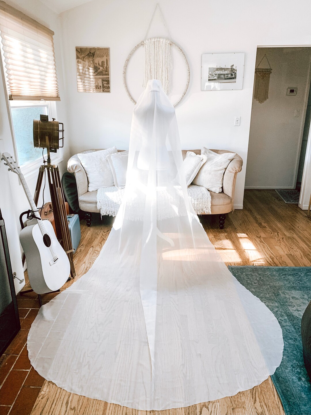 Silk Chiffon Cathedral Infinity Veil With Champagne Beading and ...