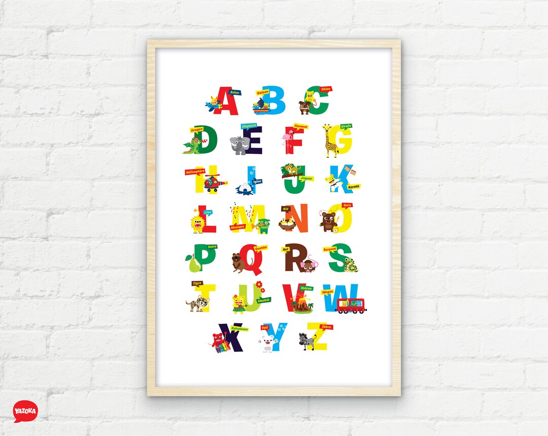 French ABC Alphabet Poster, Bold, Français, Kids Decor, Colourful ...