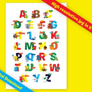 German ABC Alphabet Poster, Bold, Deutsch, Kids Decor, Colourful ...