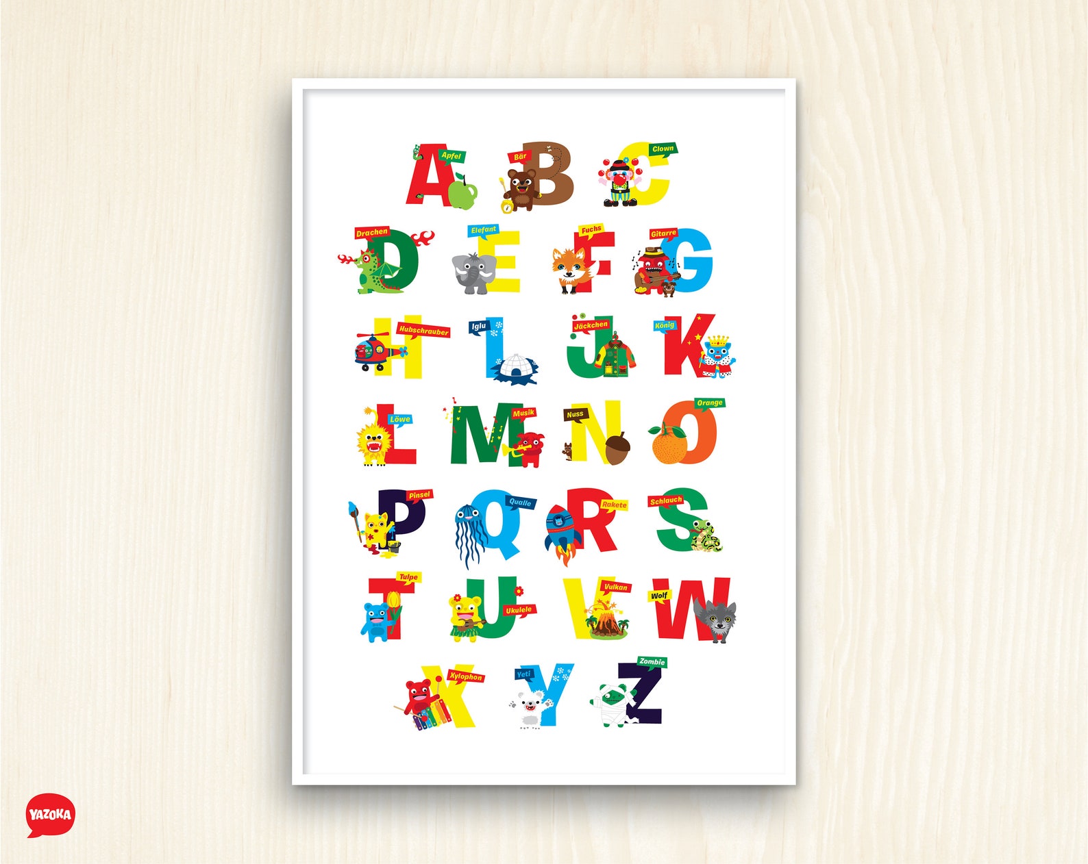 German ABC Alphabet Poster, Bold, Deutsch, Kids Decor, Colourful ...